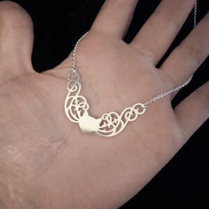 Sterling Silver Cat Necklace Cute Little Lace Scrolls - Etsy Australia