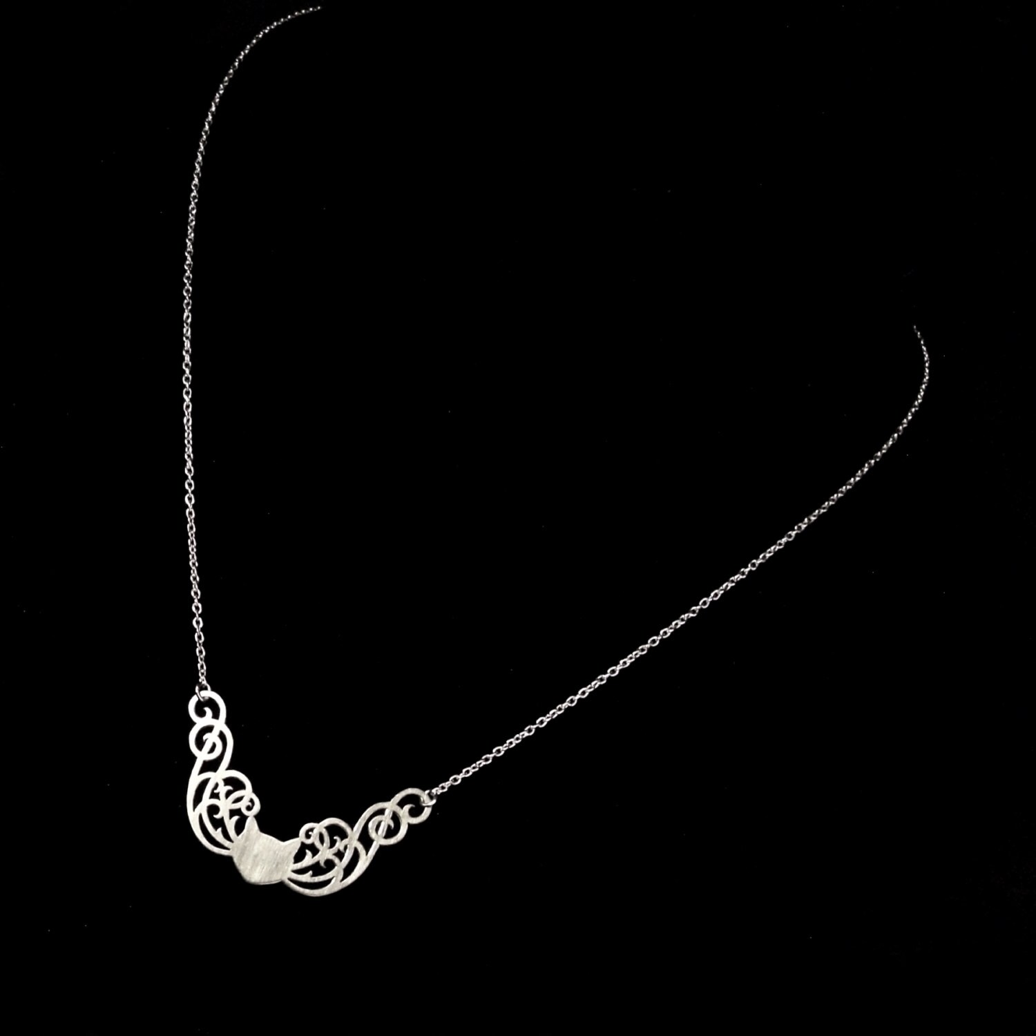 Sterling Silver Cat Necklace Cute Little Lace Scrolls - Etsy Australia