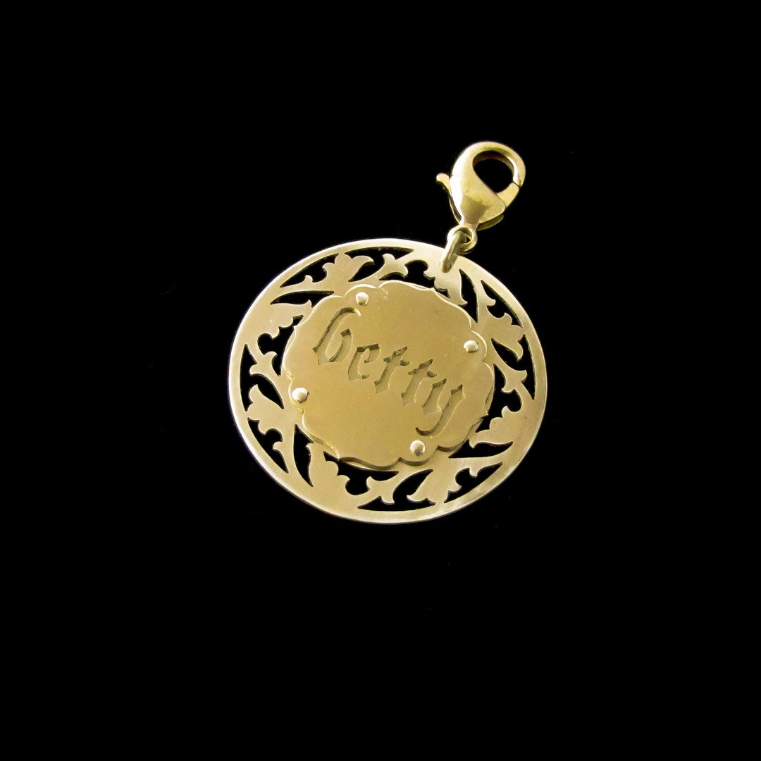 Fancy Custom Personalised Cat Pet ID Tag - Gold Brass - LORD KITTINGTON ...