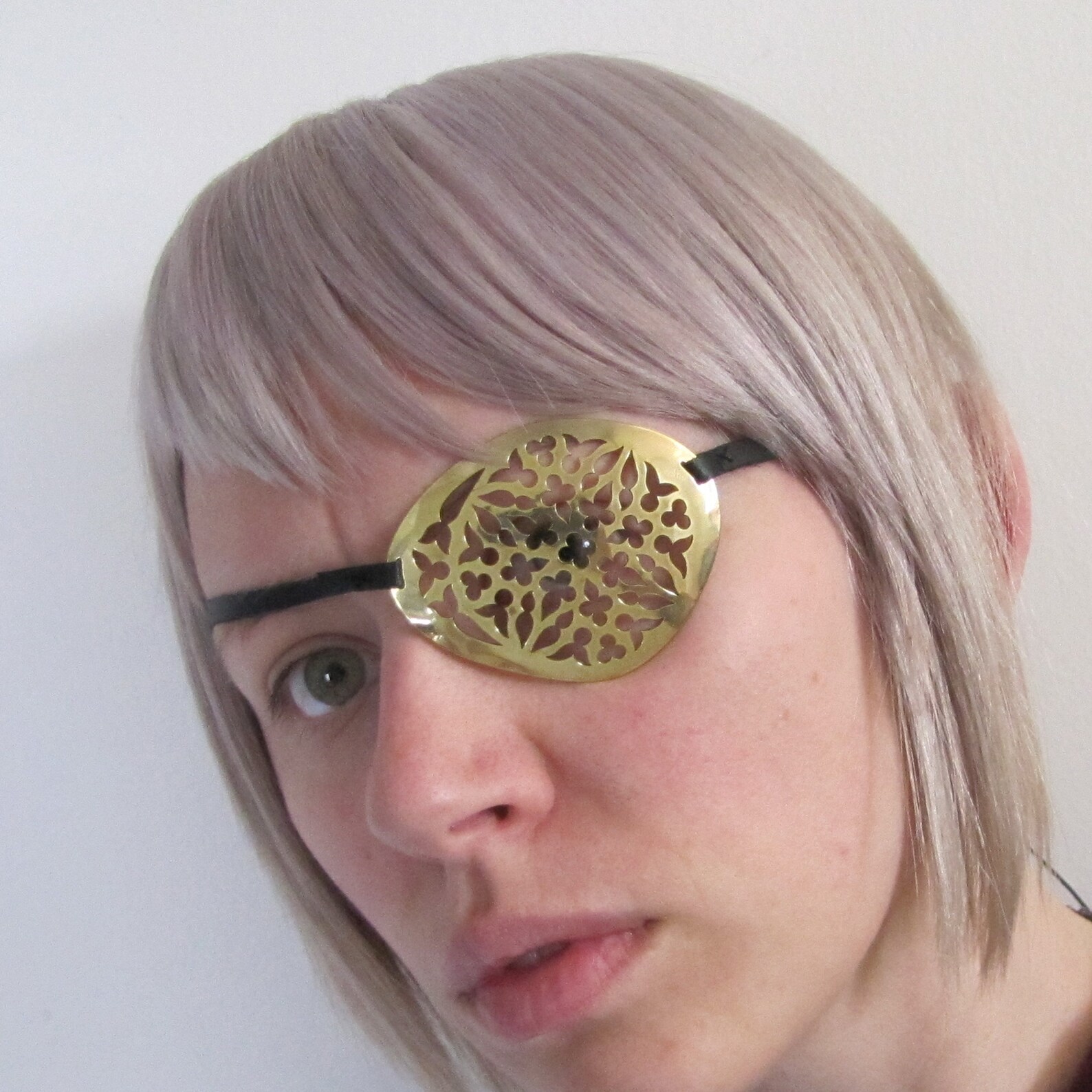 Gold Brass and Leather Eyepatch - See Through or With Backing ...