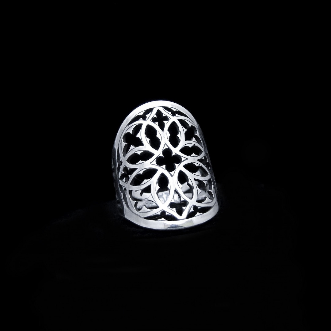 Sterling Silver Rose Window Ring - Medieval Castle Gothic Tracery ...