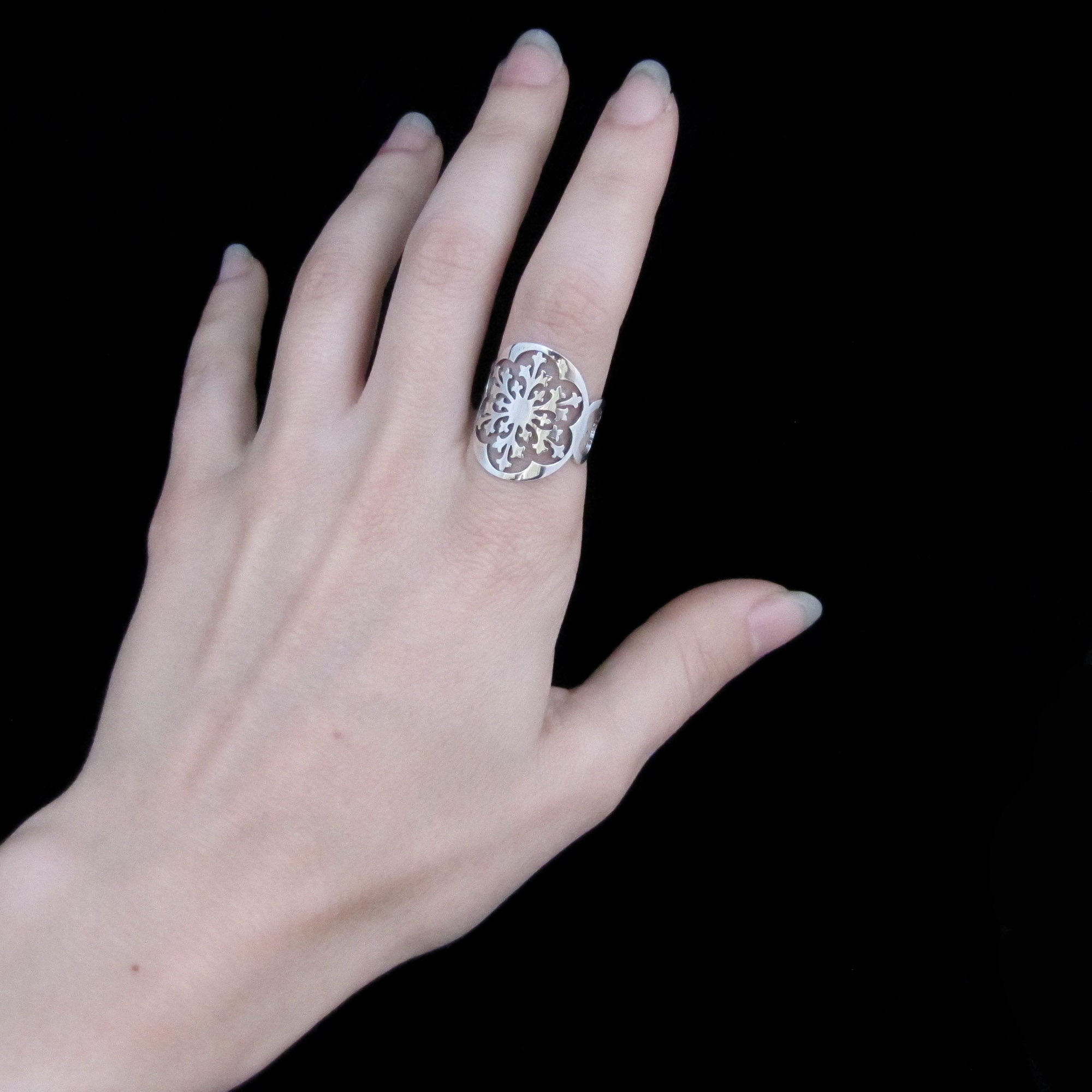 Sterling Silver Large Snowflake Statement Ring Winter Snow - Etsy Canada