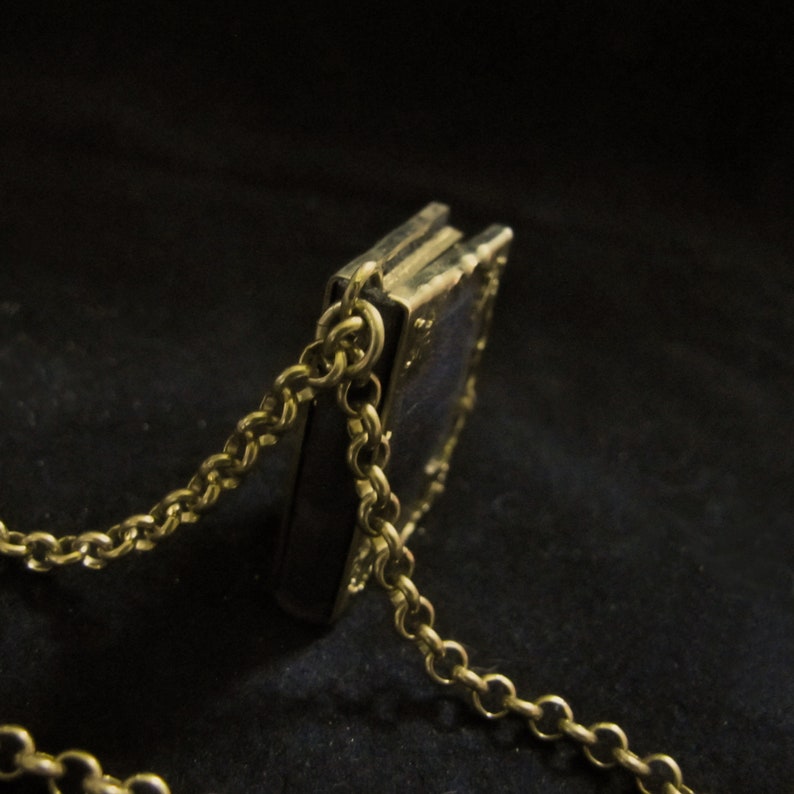 Black Leather and Gold Brass Book Locket Necklace With Heart - Etsy