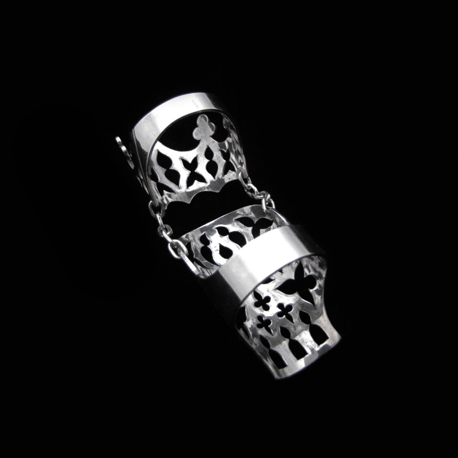 Sterling Silver Full Finger Ring Gothic Medieval Skull and | Etsy