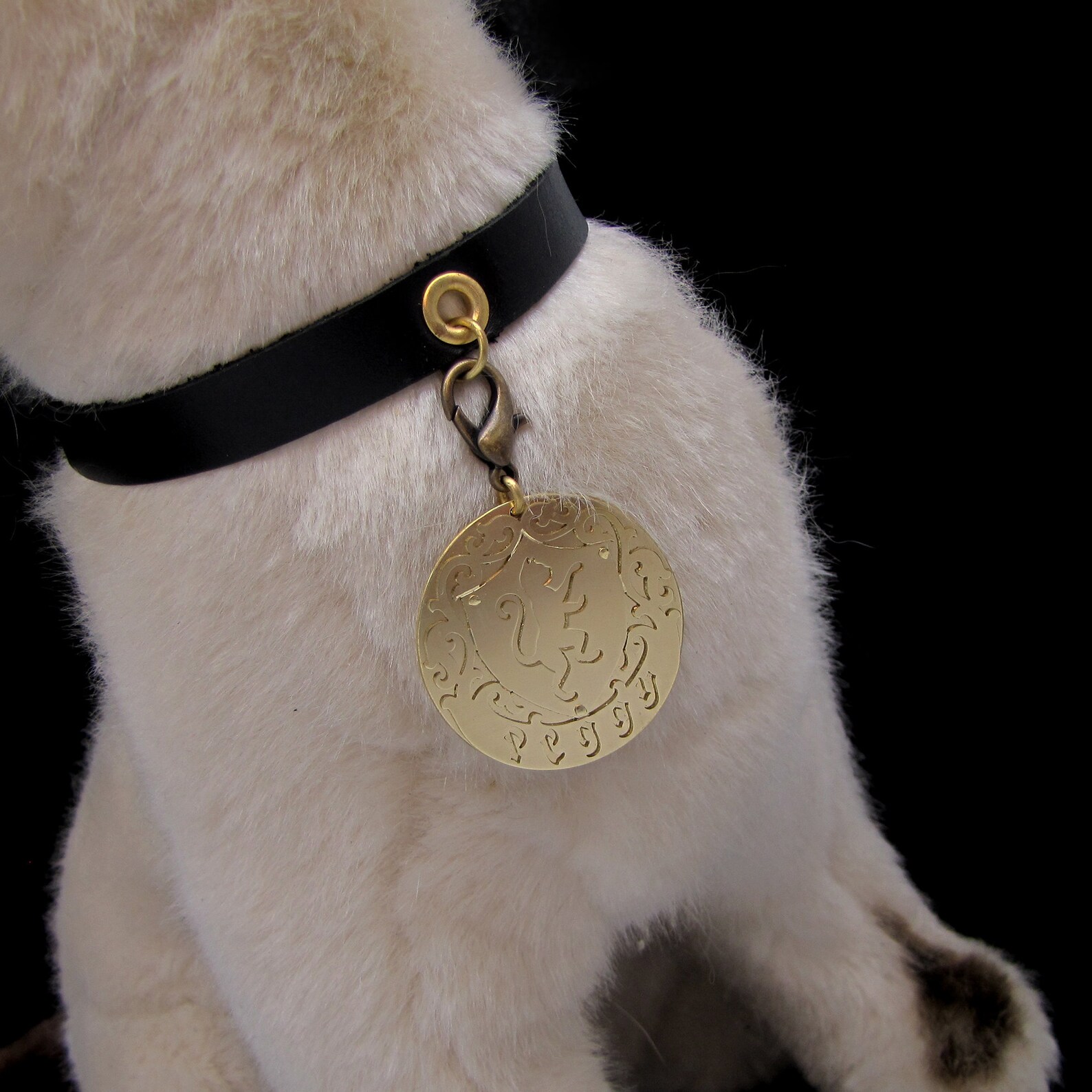 Custom Personalised Cat ID Name Tag Fancy Gold Brass Coat of - Etsy