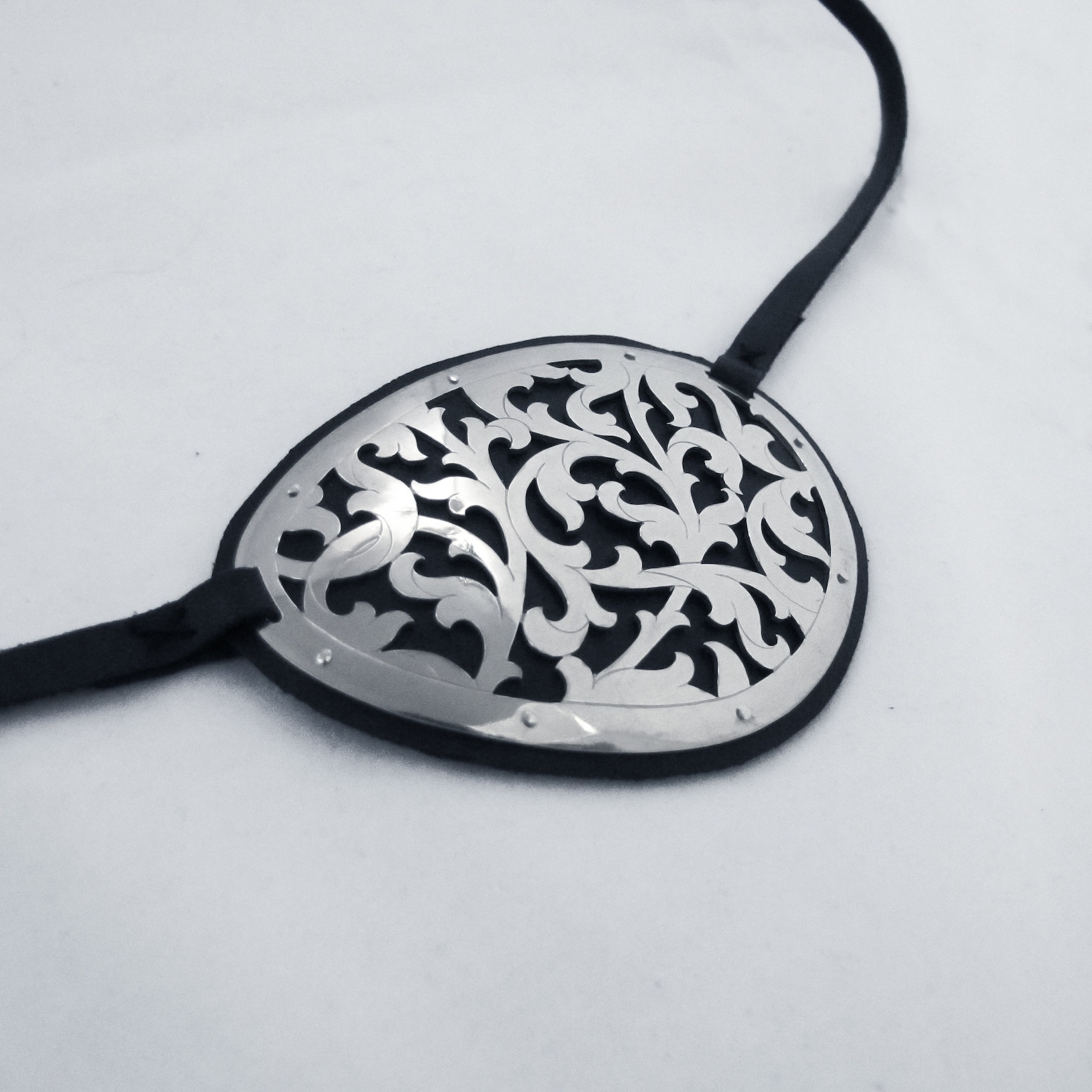 Sterling Silver and Leather Eyepatch Steampunk Masquerade - Etsy