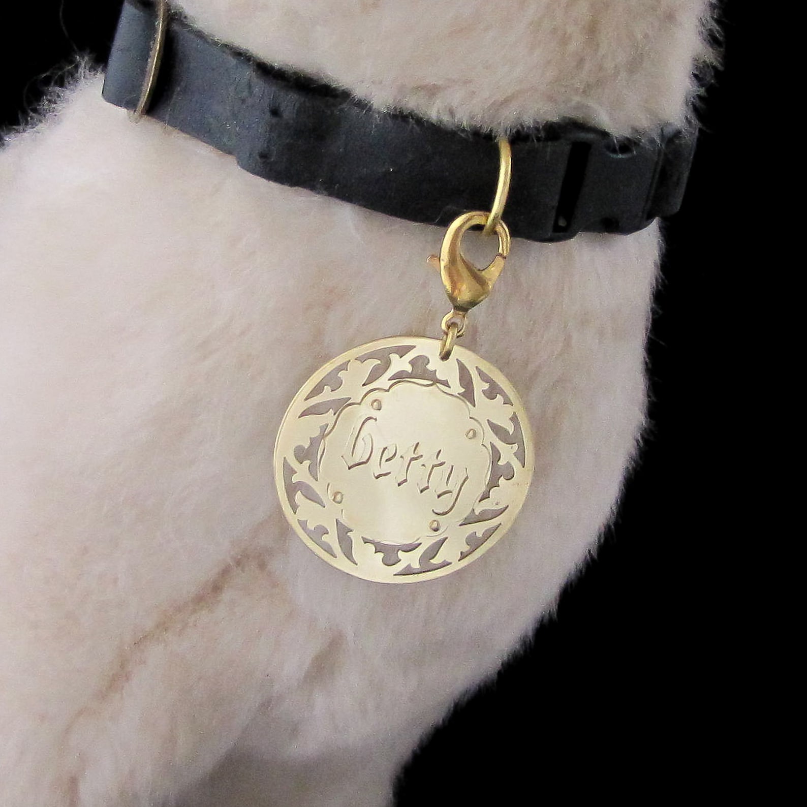 Fancy Custom Personalised Cat Pet ID Tag Gold Brass LORD - Etsy