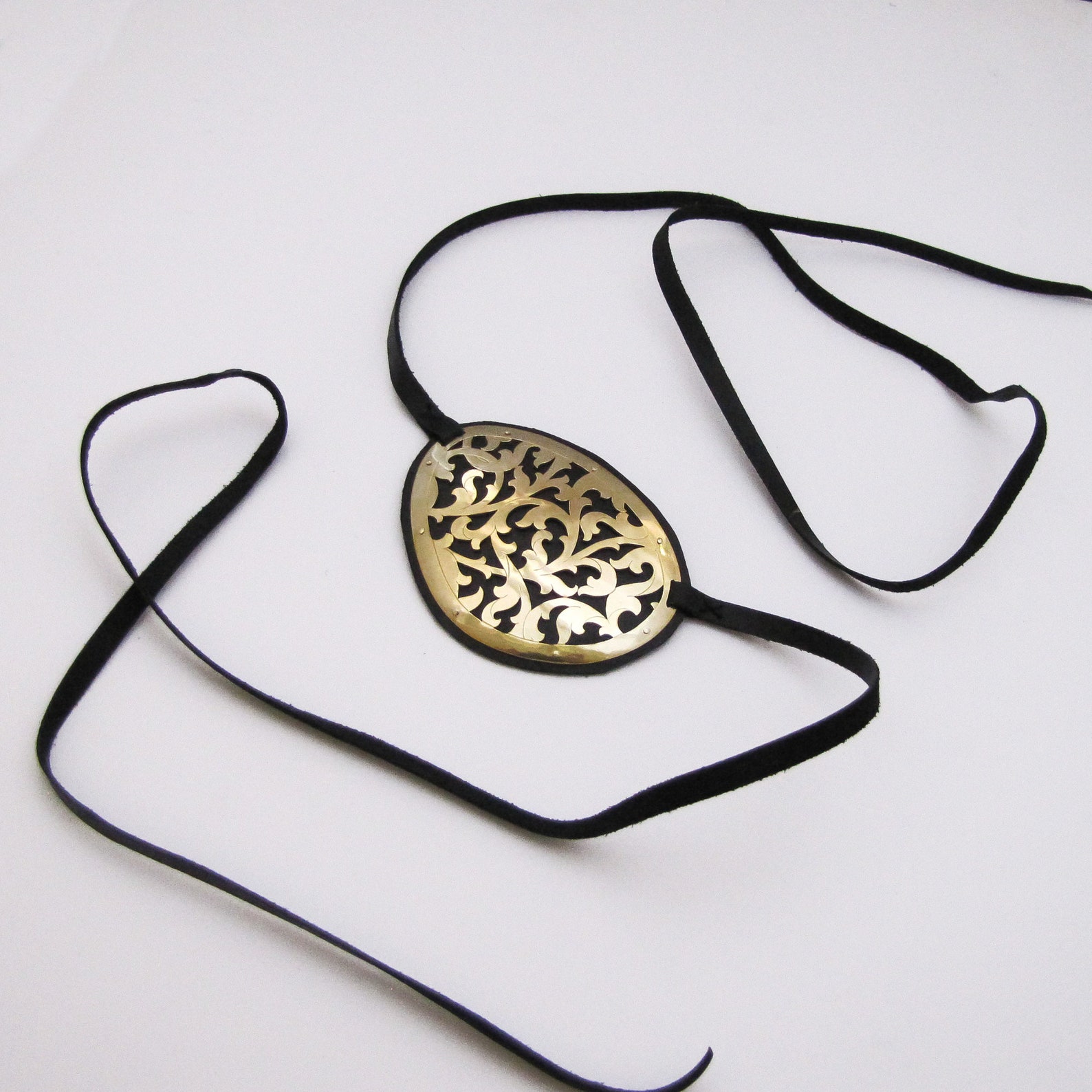 Gold Brass and Leather Eyepatch Steampunk Masquerade Ornate - Etsy