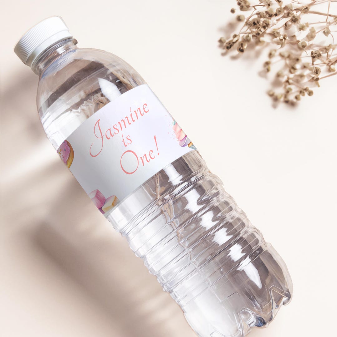 Candy Water Bottle Label, Sweet Theme Birthday Party, Party Favor, Pink ...