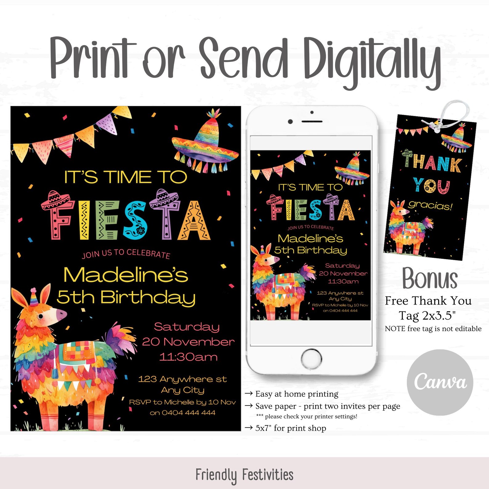 Fiesta Birthday Party Invitation, Fiesta Theme Invitation, Mexican ...