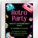 Retro Birthday Party Invitation, 80's Theme Birthday, 90's, Fluro Party ...
