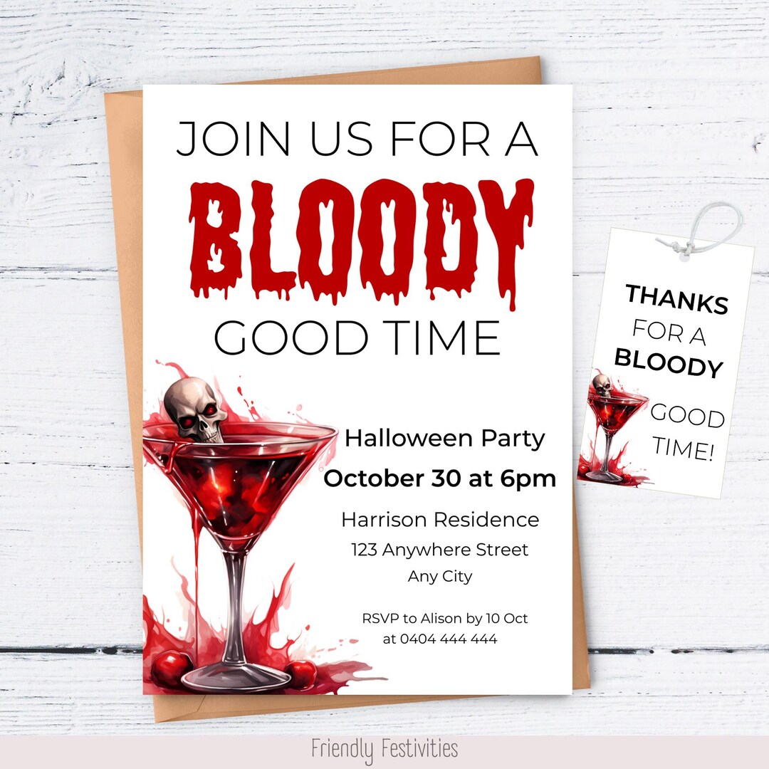 Bloody Good Time Halloween Invitation, Adult Halloween Party, Editable ...