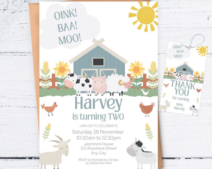 Editable Farm Birthday Invitation, Girl Barnyard Theme Pink Party, Barn ...