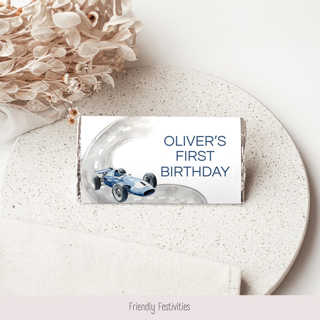 First Lap Race Car Chocolate Bar Wrapper Label, Racer Boy First ...