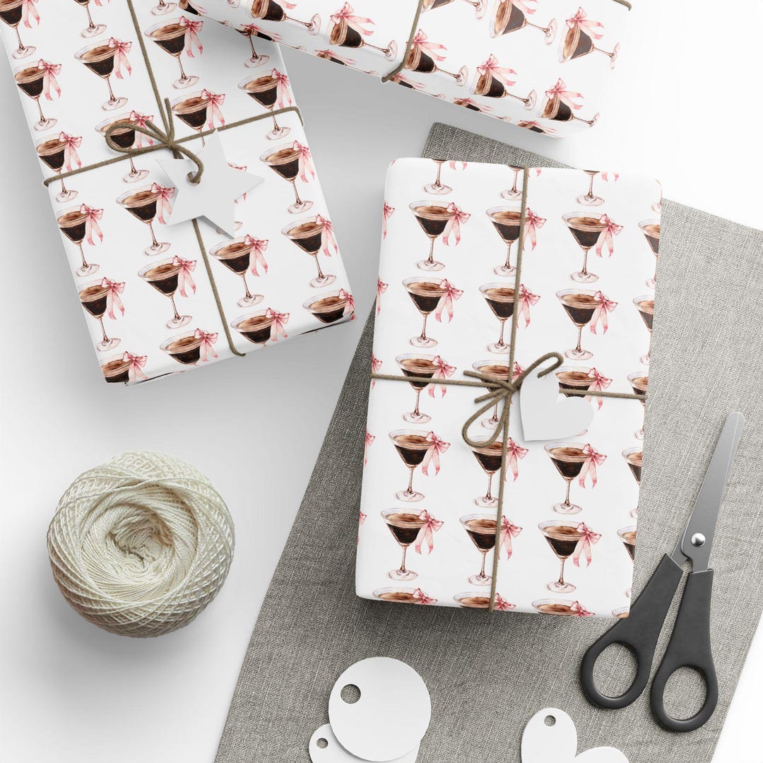 Pink Bow Espresso Martini Gift Wrapping Paper - Etsy