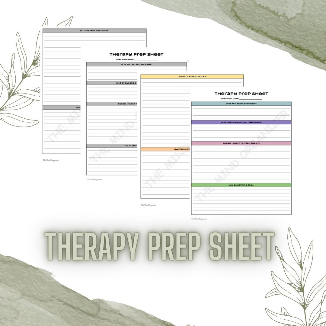Therapy Session Prep Sheet | Goals & Intentions Check-in Printable - Etsy
