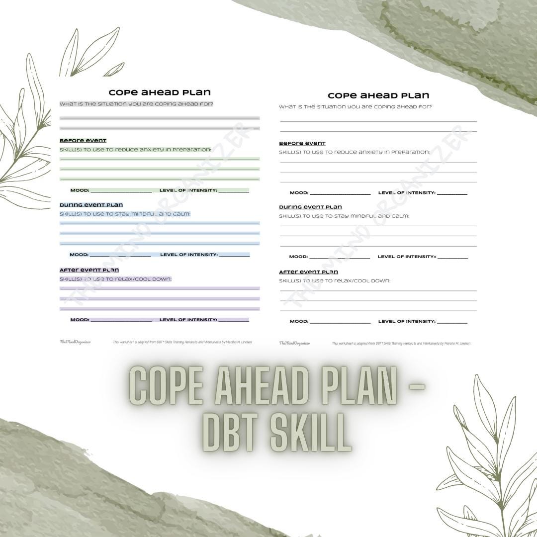 Cope Ahead Plan | Coping Skills & Stress Prep Worksheet Printable - Etsy