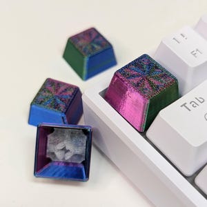 Artisan Keycaps for Mechanical Keyboards - Magenta and Green Shimmer ...