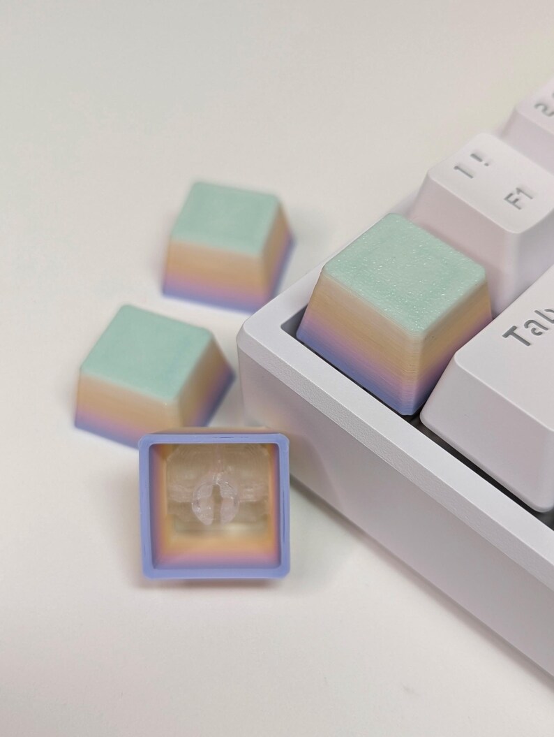 Artisan Keycaps for Mechanical Keyboards - Pastel Rainbow Fade ...