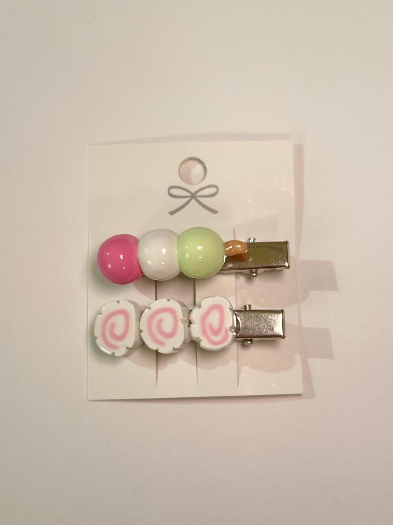 Dango Narutomaki Hairclips Polymer Clay 2 PCS SET, Aesthetic, Japanese ...