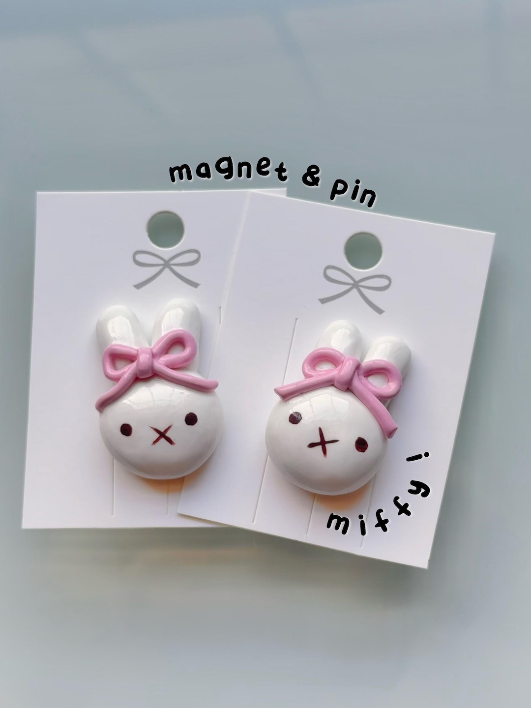 Miffy Magnet/pin 1pc. Handmade Cute Bunny Clay Pin Magnet / Coquette ...