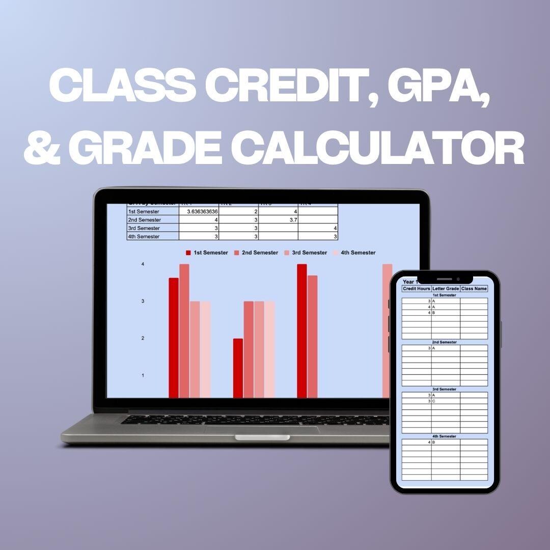 Class Credit, GPA & Grade Calculator - Etsy