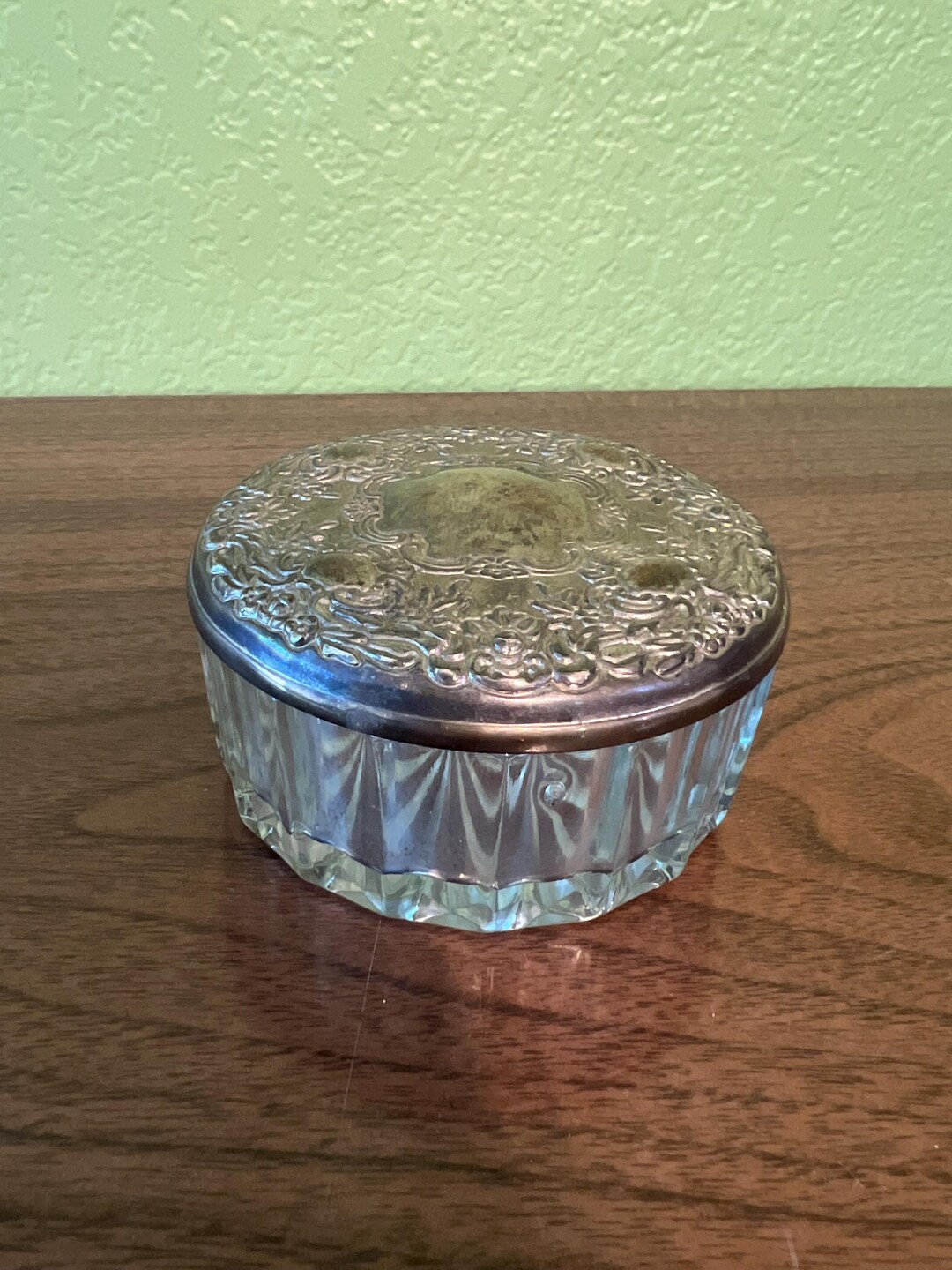 Vintage Vanity Tray/trinket Dish With Paper and Mesh Powered Separator ...