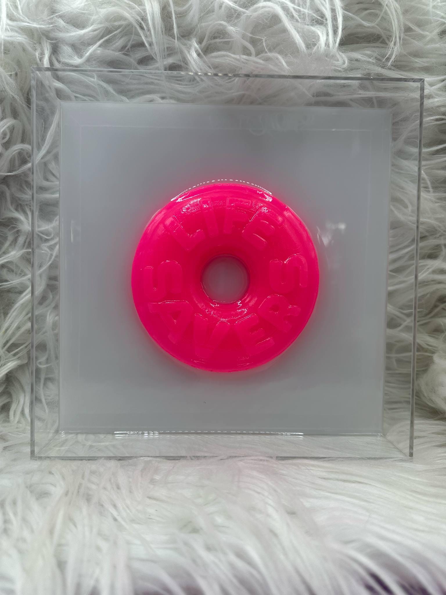 STANDALONE Framed Neon Life Saver - Candy Art - Resin Life Saver ...