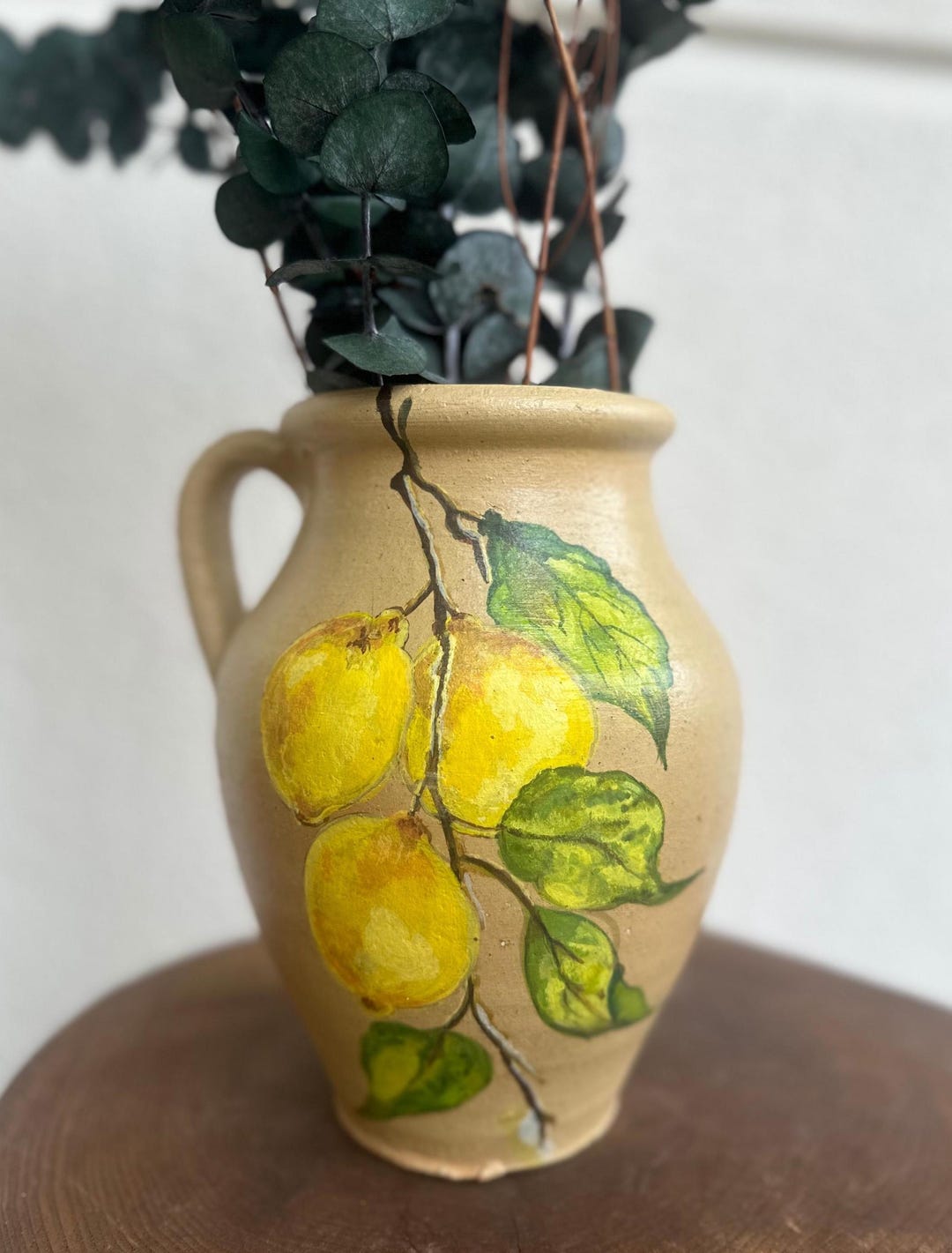 Hand-painted Lemon Vase, Handmade Ceramic Vase, Mediterranean Home ...