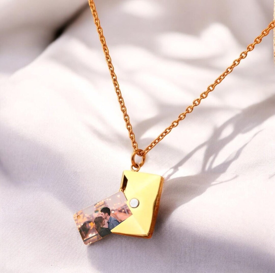 Envelope Necklace | Photo Envelope Necklace | Personalized Necklace ...