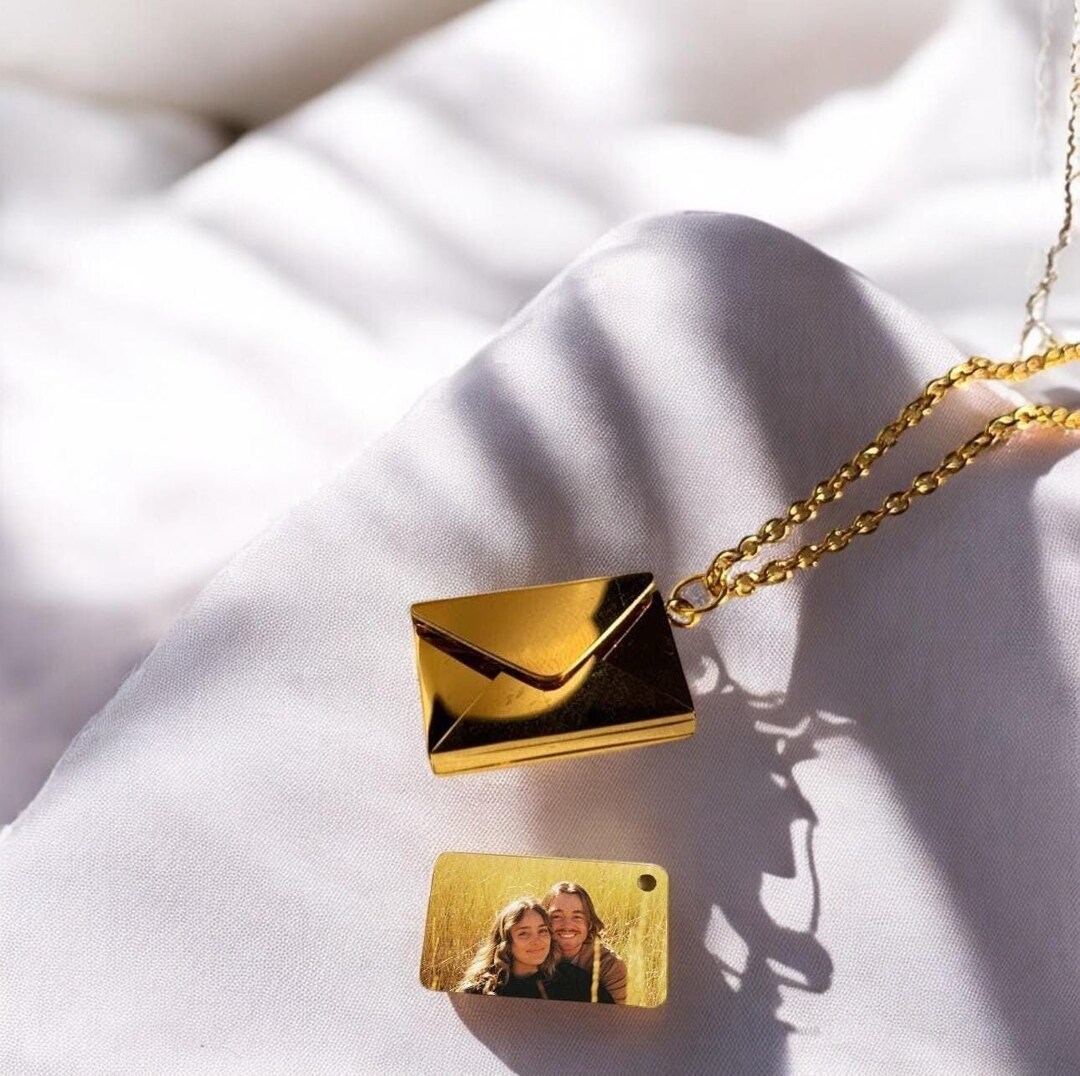 Envelope Necklace | Photo Envelope Necklace | Personalized Necklace ...