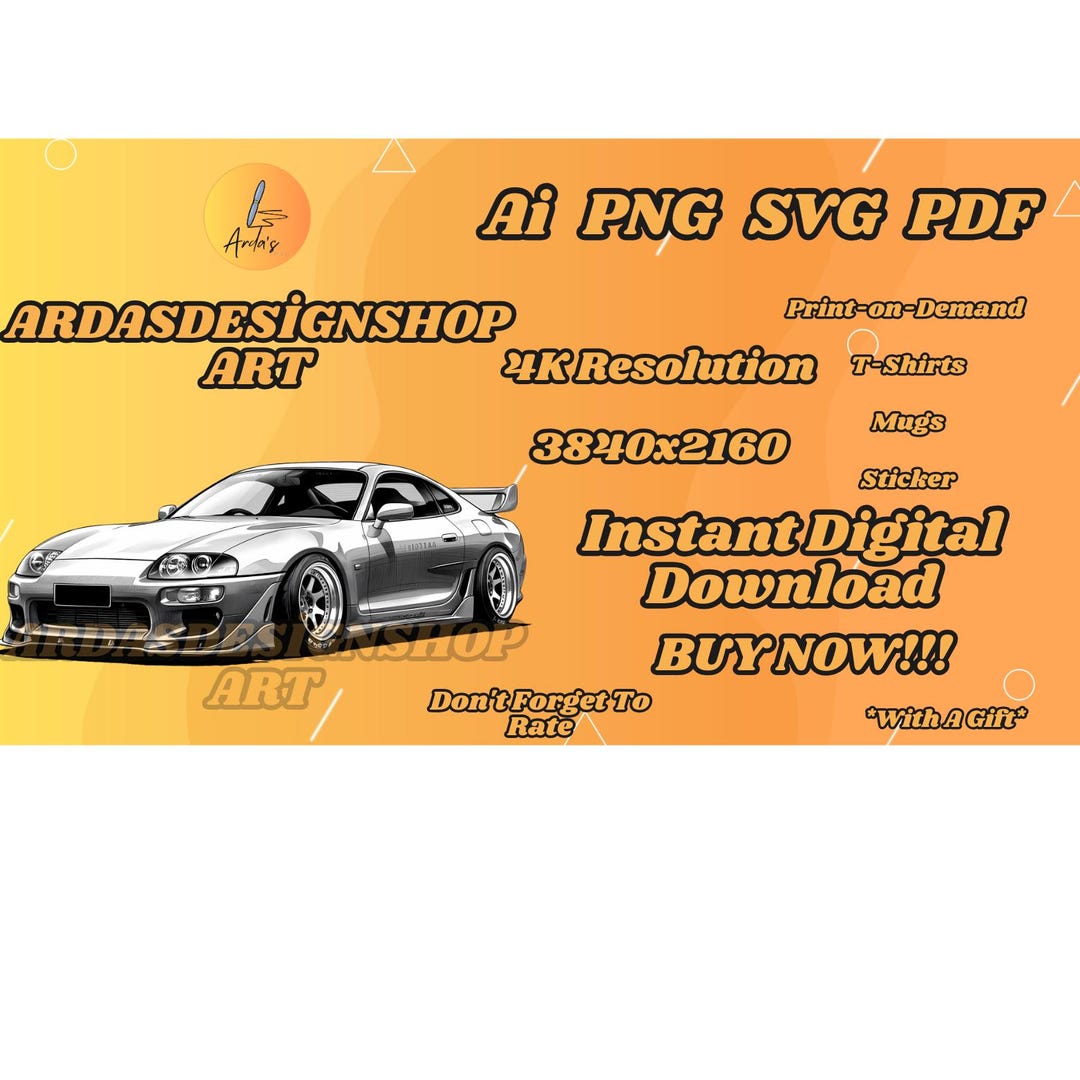 Toyota Supra Mk4 AI Art - Digital Illustration (svg/pngandpdf) - Retro ...