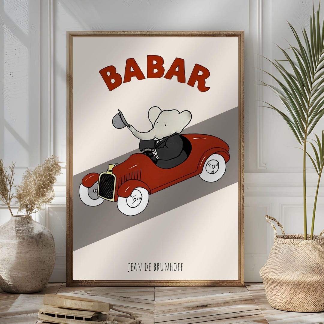 Babar the Elephant Wall Art,retro Nursery Decor Illustration Print ...