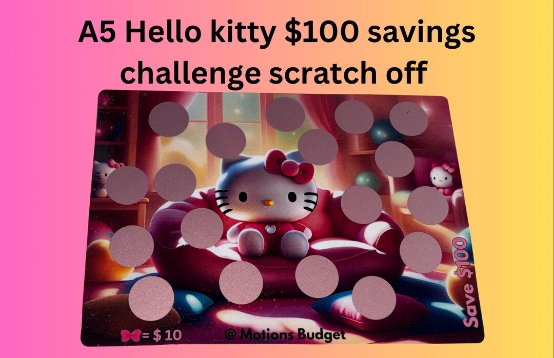 A5 Hello Kitty 100 Dollars Savings Challenge Scratch Off - Etsy