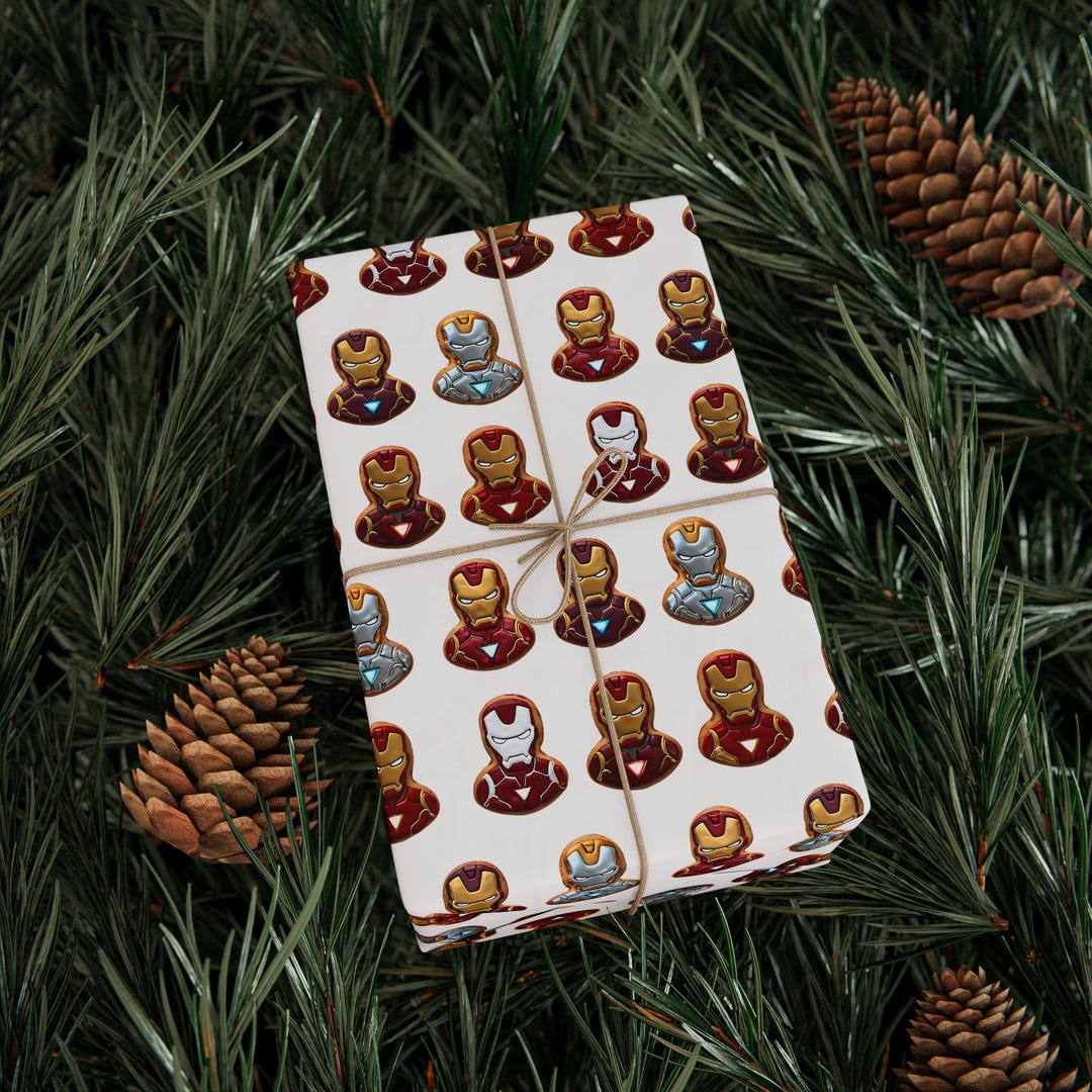 Iron Man Sugar Cookie Gift Wrap Avengers Wrapping Paper, Holiday Gift ...