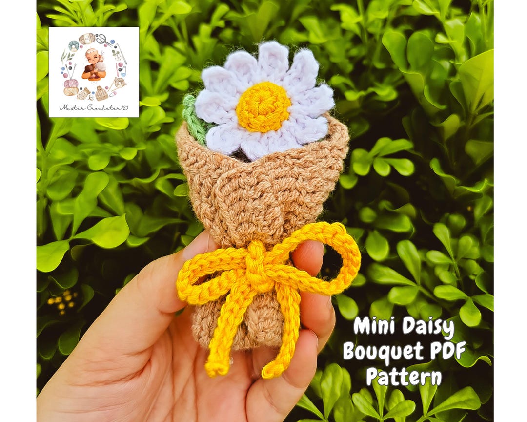 Crochet Mini Daisy Bouquet Crochet Pattern, No-sew Crochet Pattern ...