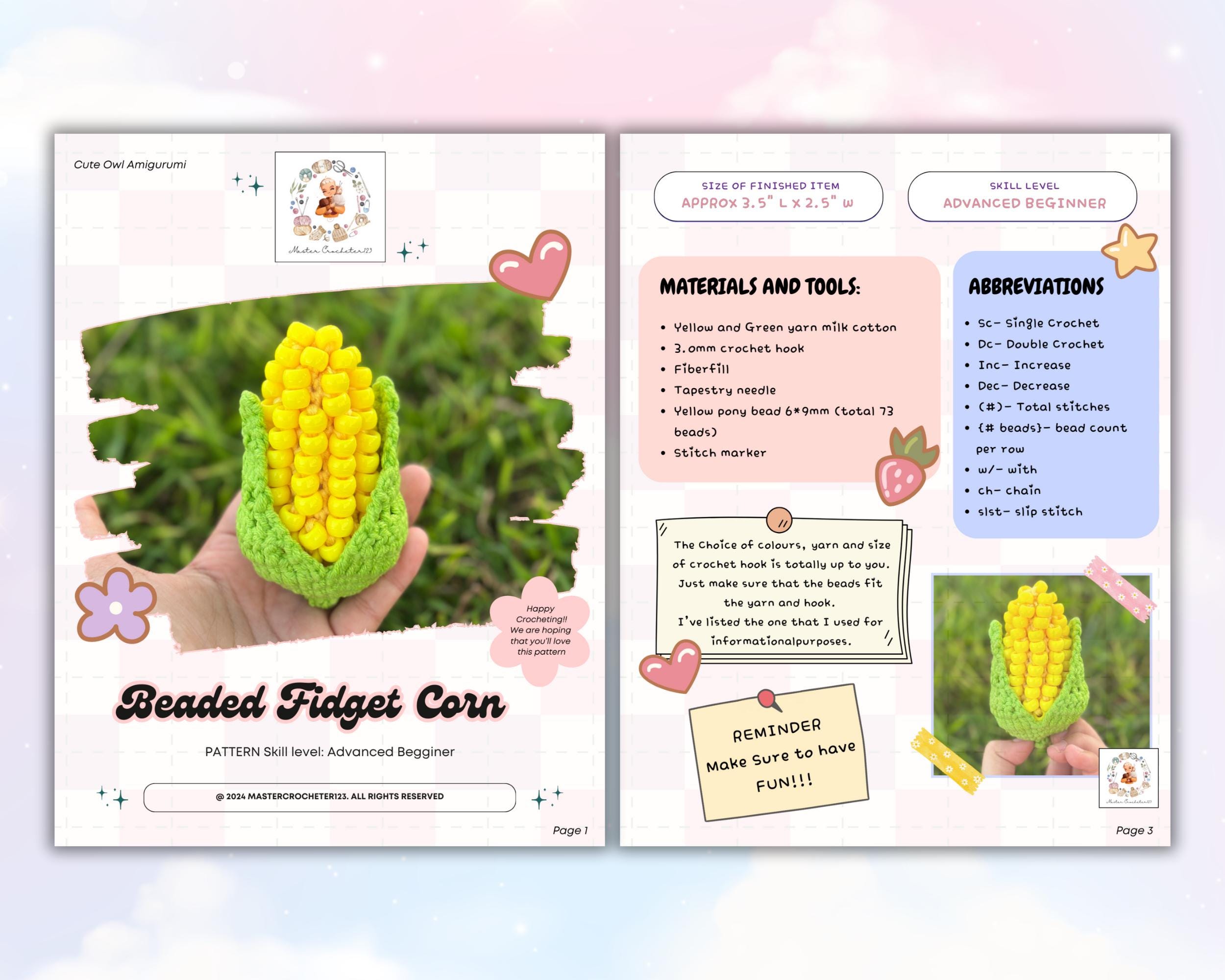 Beaded Fidget Corn Crochet Pattern, Corn Crochet Pattern, Crochet ...