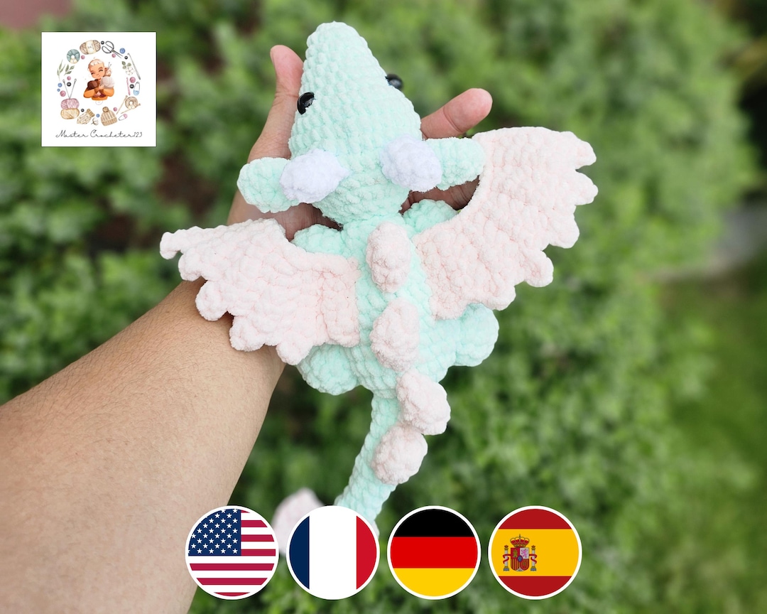 Crochet Dragon Pattern PDF, Dragon Crochet Pattern, Crochet Dragon Plushie Pattern, Crochet ...