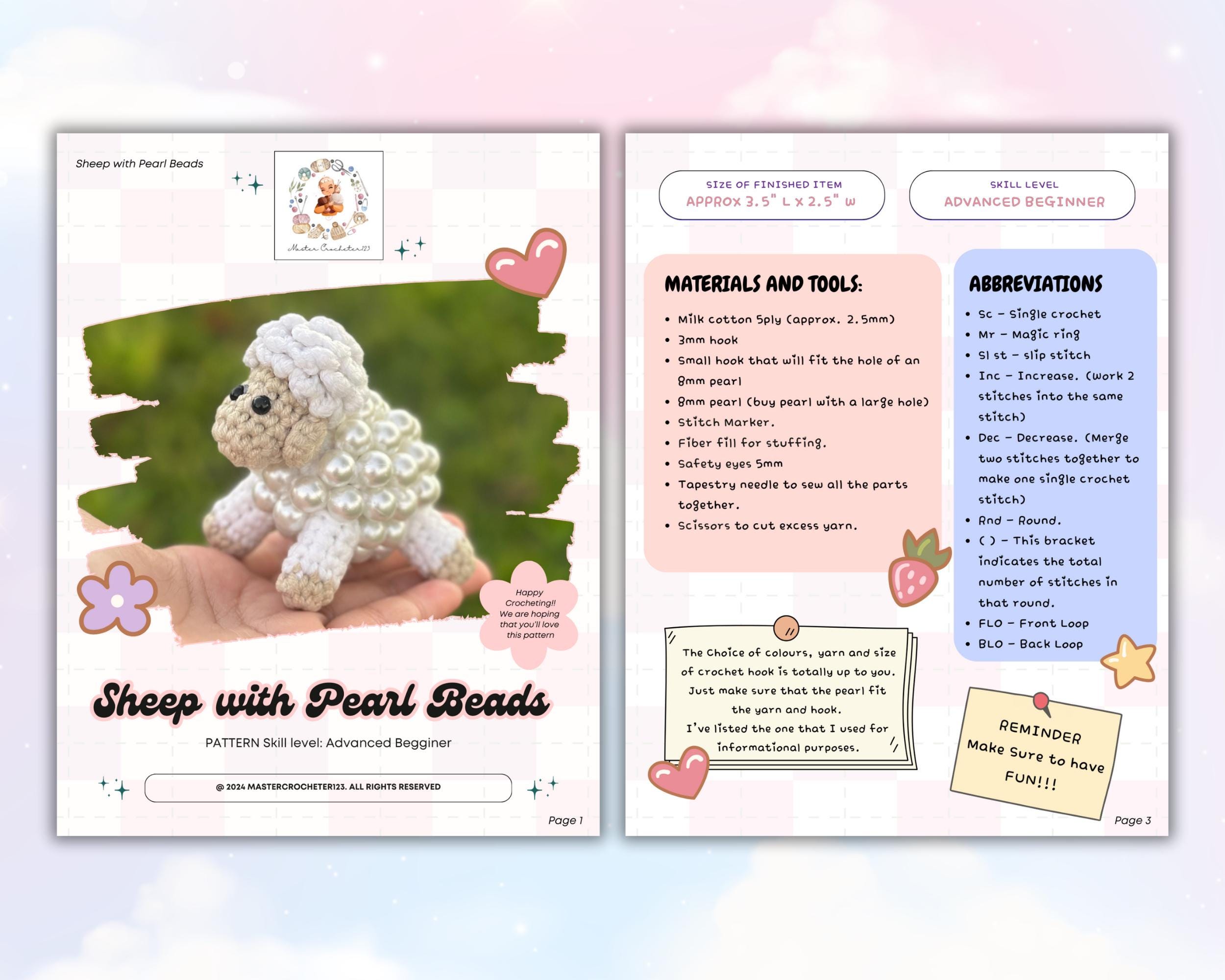 Beaded Pearl Sheep Crochet Pattern, Sheep Crochet Pattern, Crochet Toy, Beaded Crochet Pattern ...