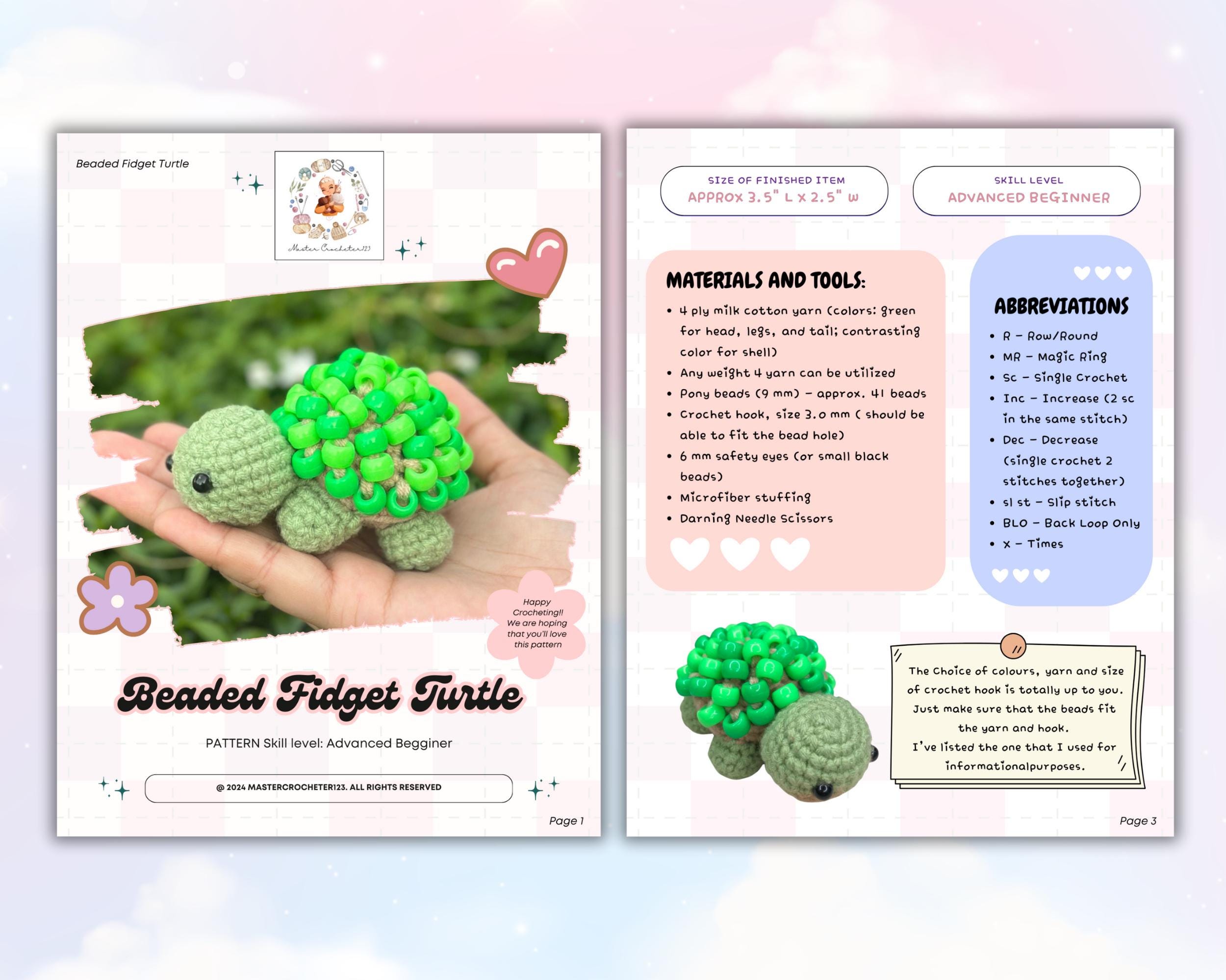 Beaded Fidget Turtle Crochet Pattern, Turtle Crochet Pattern, Crochet ...