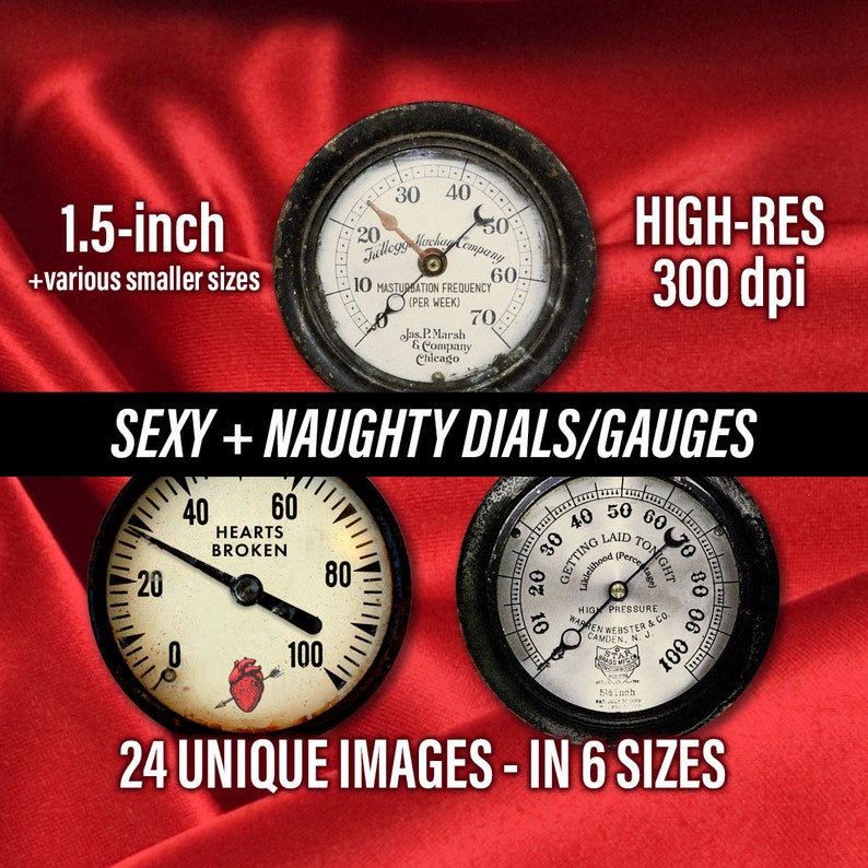 Sexy Naughty Vintage Industrial Steampunk Gauges 1.5in, 1in, 20mm, 15mm ...
