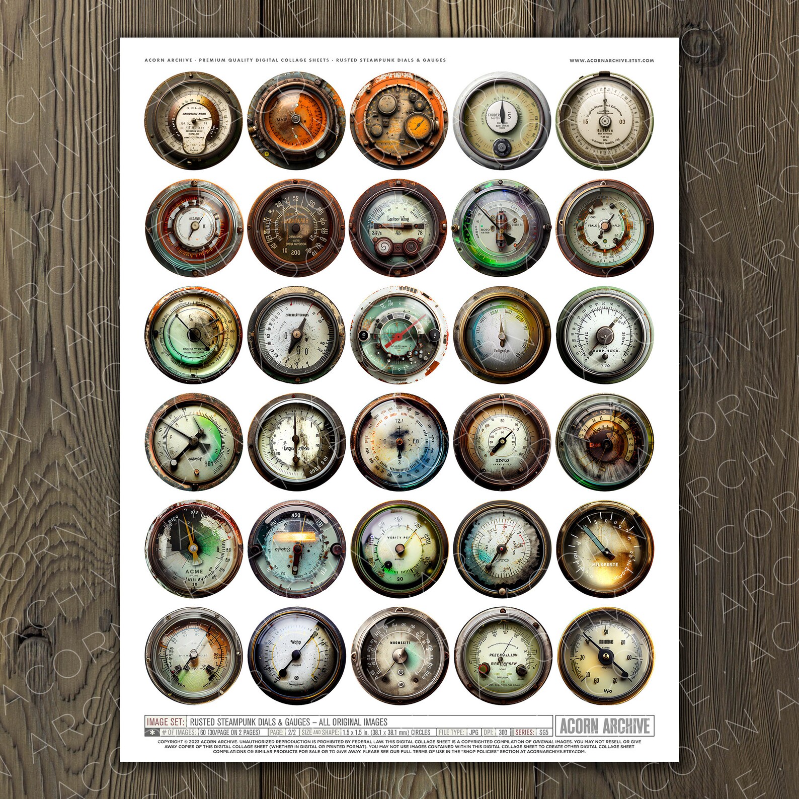 Rusted Steampunk Gauges/dials Printable Images for Jewelry, Pendants ...