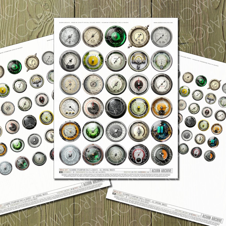Gleaming Steampunk Gauges/dials Printable Images. Jewelry, Cabochons ...