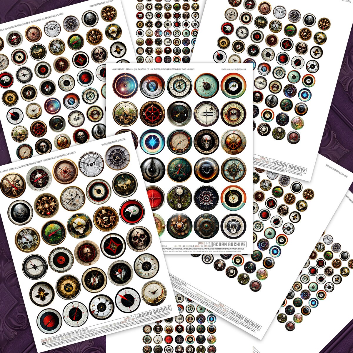 Surreal Steampunk Gauges/dials Printable Images for Jewelry, Pendants ...