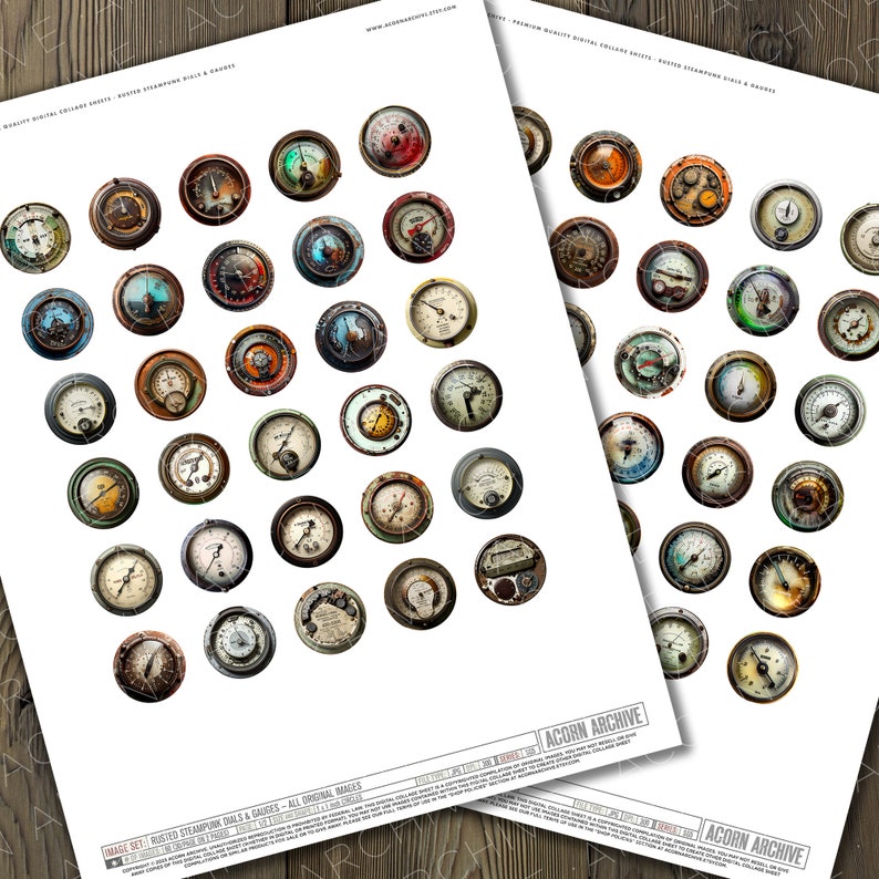 Rusted Steampunk Gauges/dials Printable Images for Jewelry, Pendants ...
