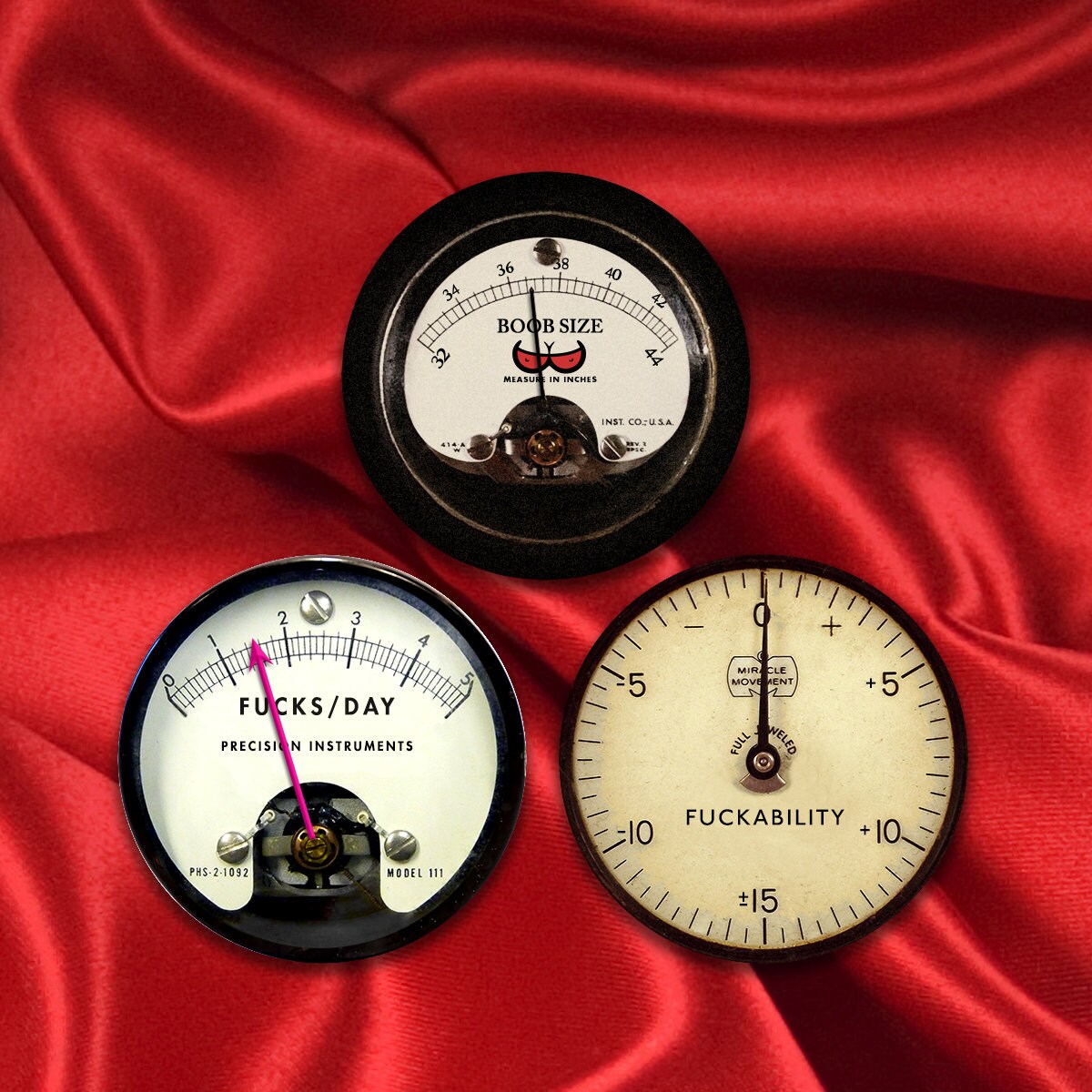 Sexy Naughty Vintage Industrial Steampunk Gauges 1.5in, 1in, 20mm, 15mm ...