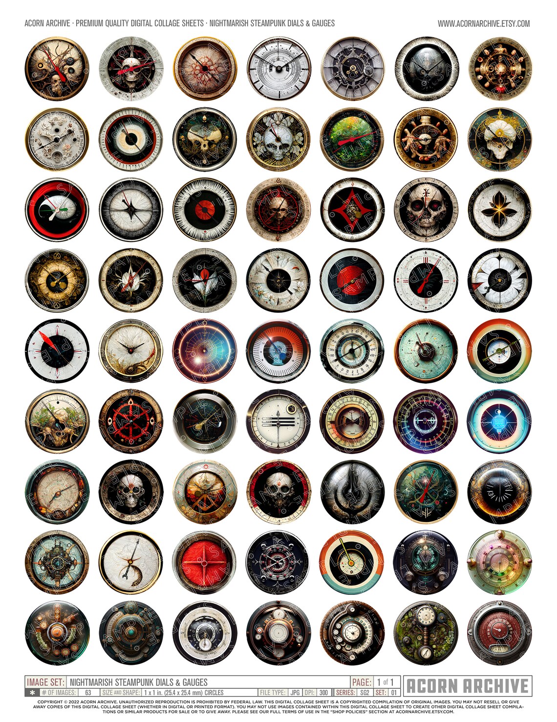 Surreal Steampunk Gauges/dials Printable Images for Jewelry, Pendants ...