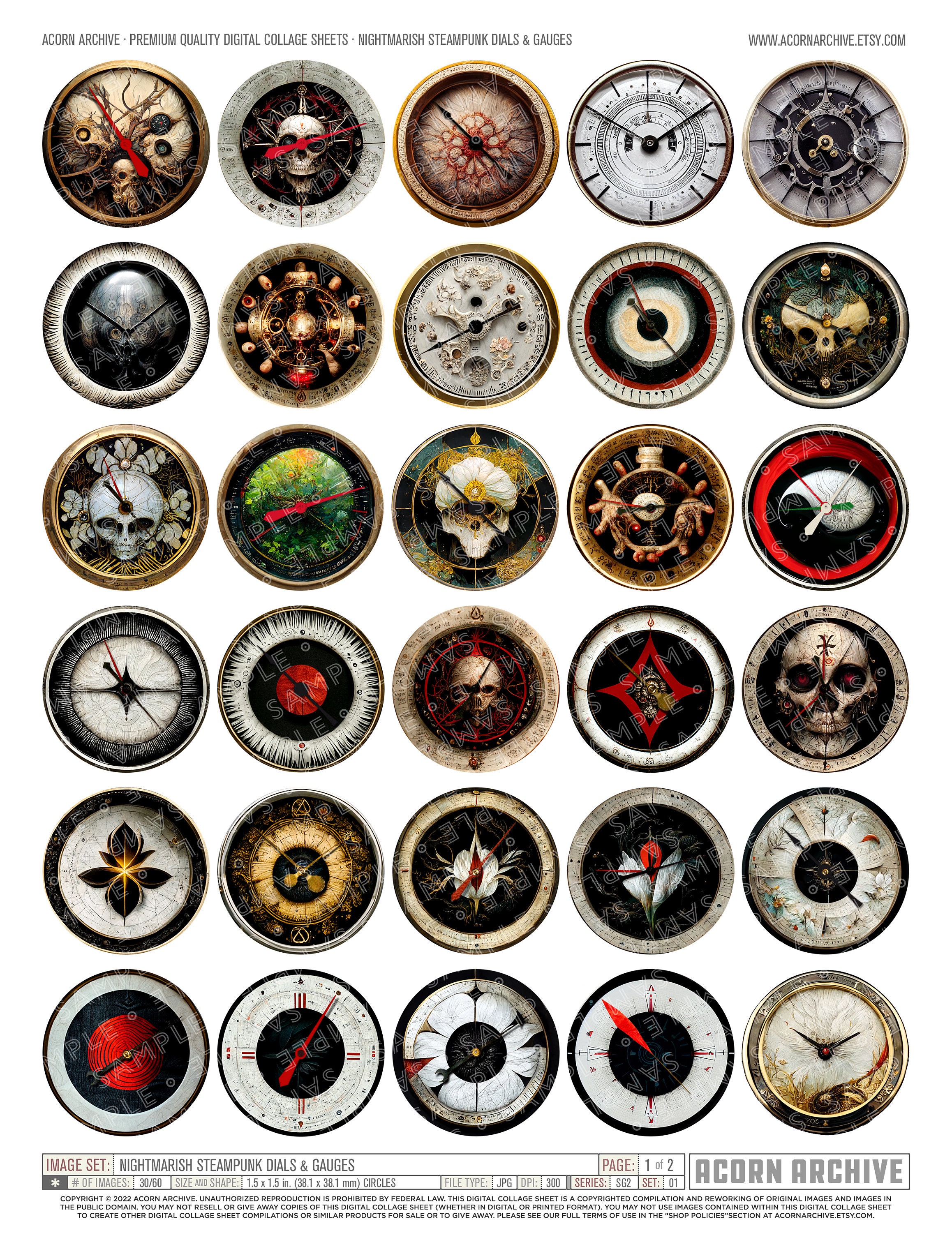 Surreal Steampunk Gauges/dials Printable Images for Jewelry, Pendants ...