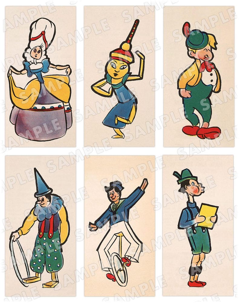 Storybook & Circus Characters Digital Collage 52 Images 300 Dpi JPG ...