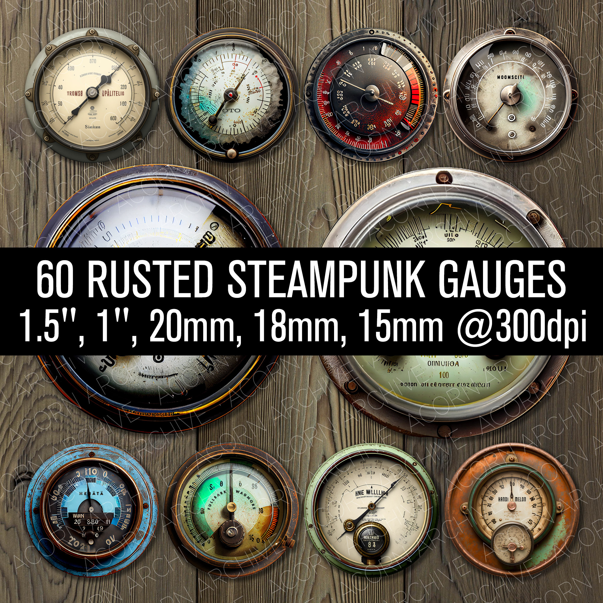 Rusted Steampunk Gauges/dials Printable Images for Jewelry - Etsy